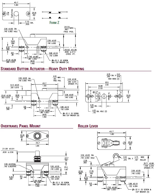 Snap Action Switches | Electronic Components Supply | ITW Switches